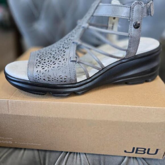 JBU | Shoes | Jbu By Jambu Gunmetal Water Lily Womens Wedge Sandals ...